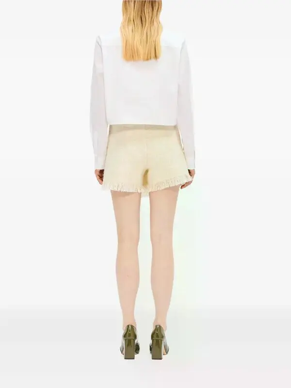 MSGM Tweed Fringed Shorts - Neutrals