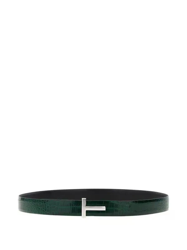 TOM FORD Crocodile-embossed Reversible Belt - Green