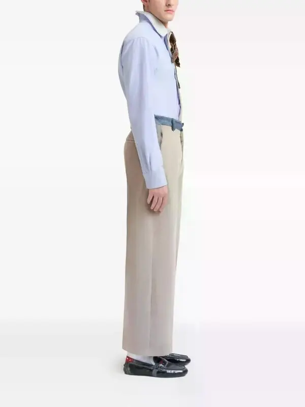 Marni Contrast-collar Embroidered-pocket Shirt