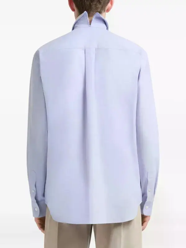 Marni Contrast-collar Embroidered-pocket Shirt
