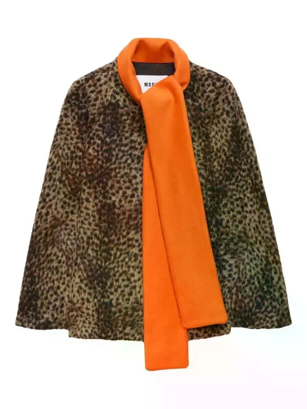 MSGM Attached-scarf Cape - Brown