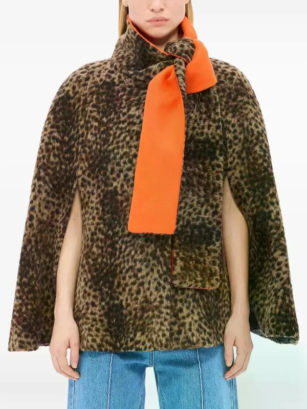 MSGM Attached-scarf Cape - Brown