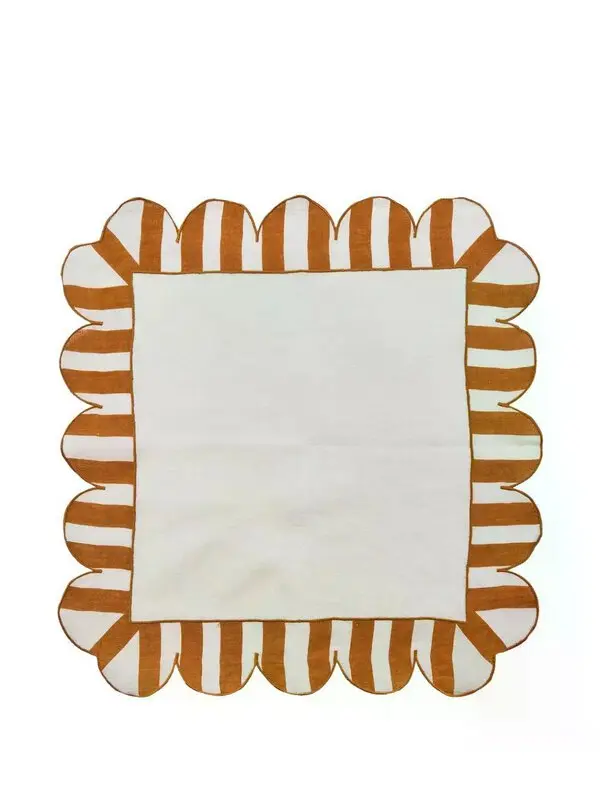 MISETTE Scalloped Stripe Linen Napkins - Neutrals