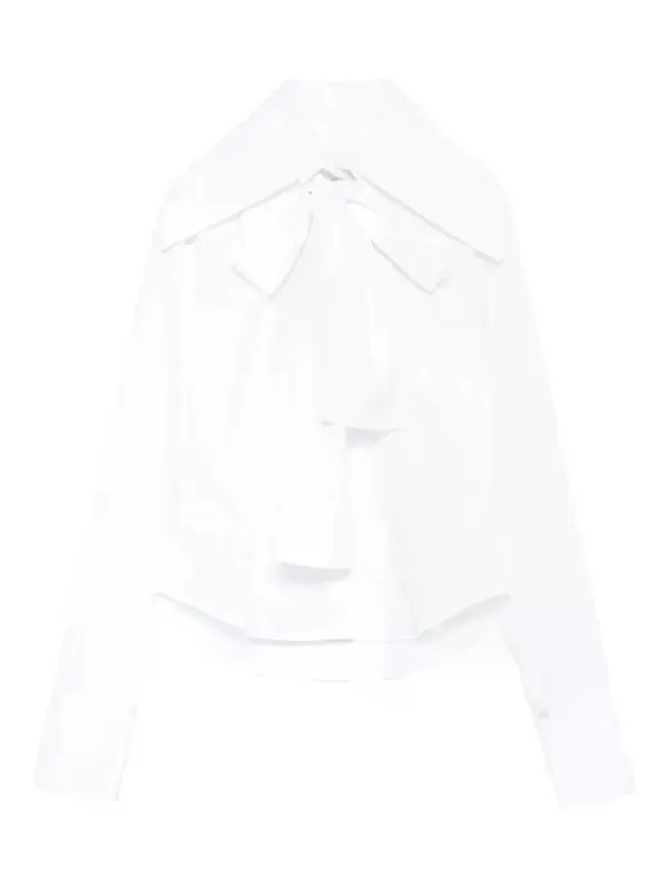 Viktor & Rolf Triple-collar Bow-detail Cotton Shirt - White