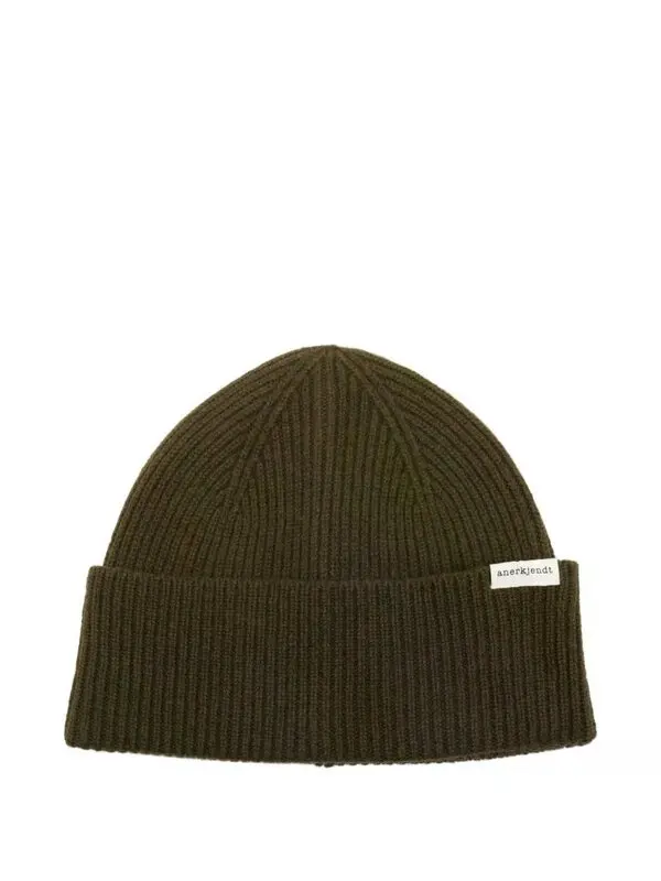 ANERKJENDT Ribbed Wool Beanie - Green