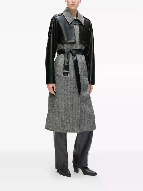 Karl Lagerfeld Belted Herringbone Coat