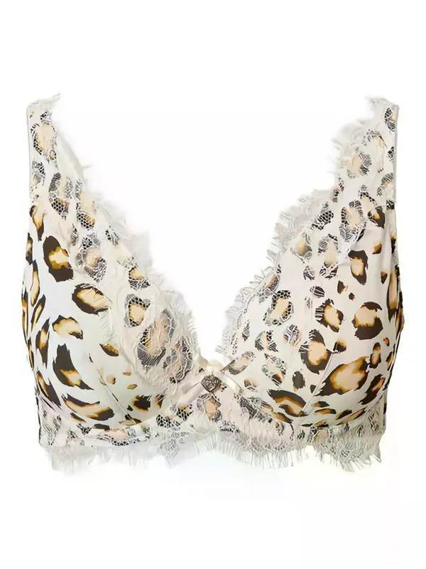 TWINSET Animal-print Lace-trimmed Bra - Neutrals