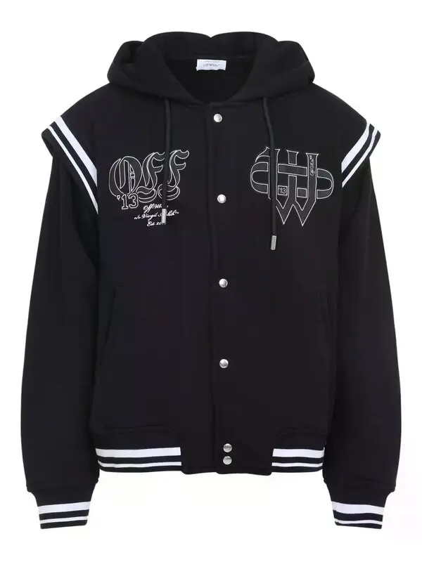 Off-White Logo-embroidered Hooded Jacket - Black