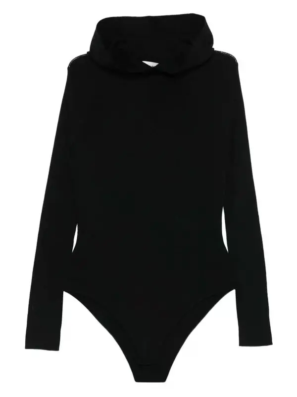 P.a.r.o.s.h Hooded Ribbed Bodysuit - Black