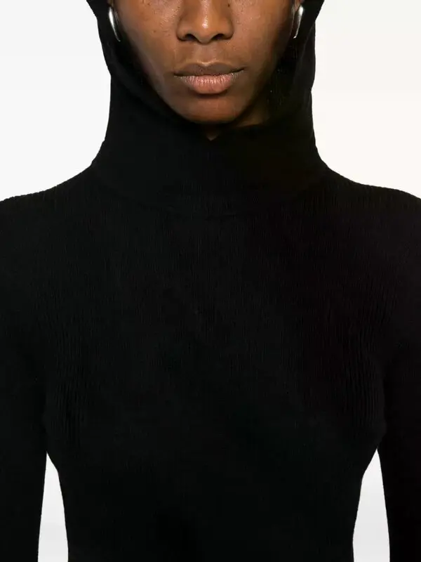 P.a.r.o.s.h Hooded Ribbed Bodysuit - Black