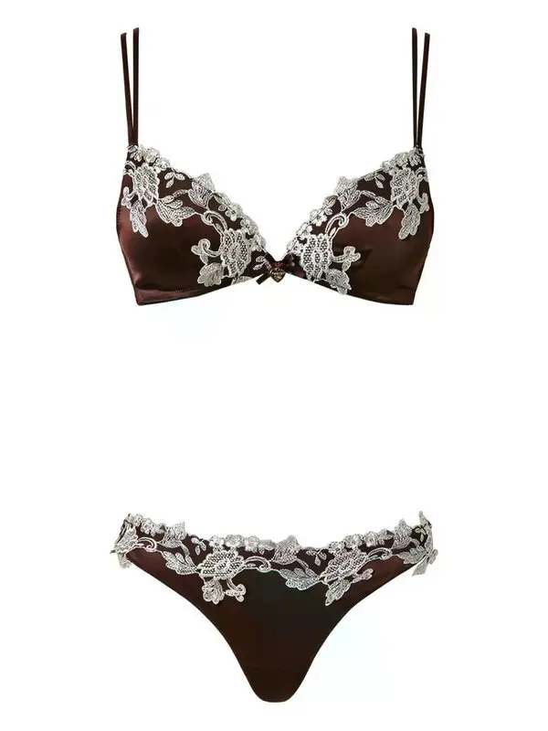 TWINSET Floral-lace Lingerie Set - Brown
