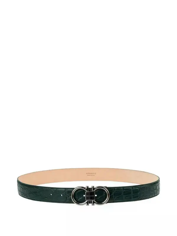 FERRAGAMO Adjustable Gancini Belt - Green
