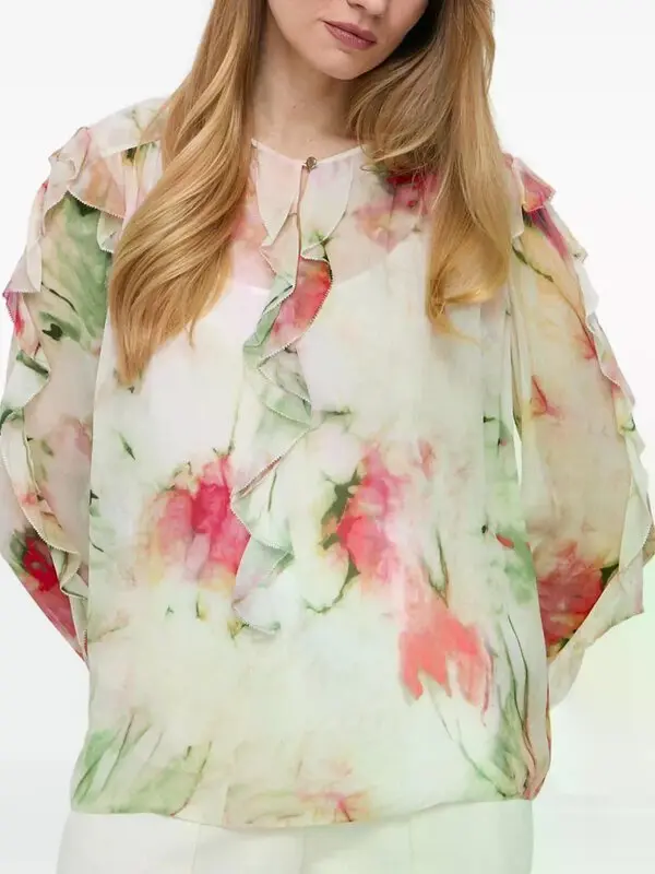 BOSS Floral-print Ruffled Blouse