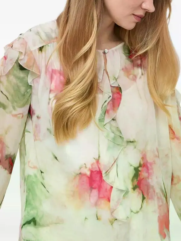 BOSS Floral-print Ruffled Blouse