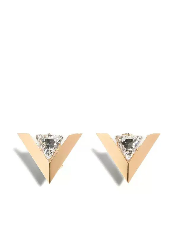 Valentino Garavani V-metal And Crystal Earrings - Gold