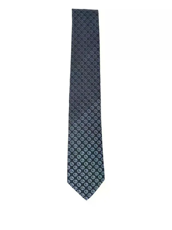 Giorgio Armani Monogram-jacquard Tie - Blue