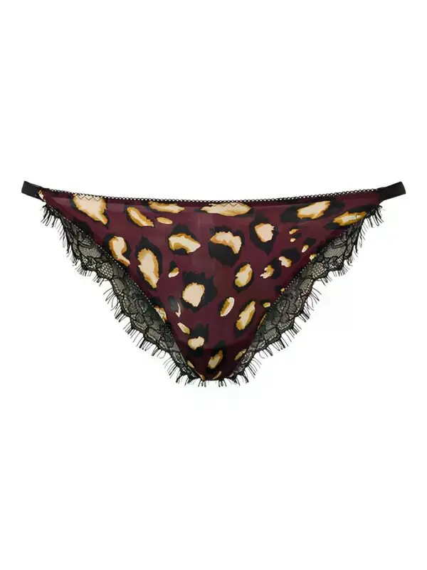 TWINSET Animal-print Lace-trimmed Briefs - Red