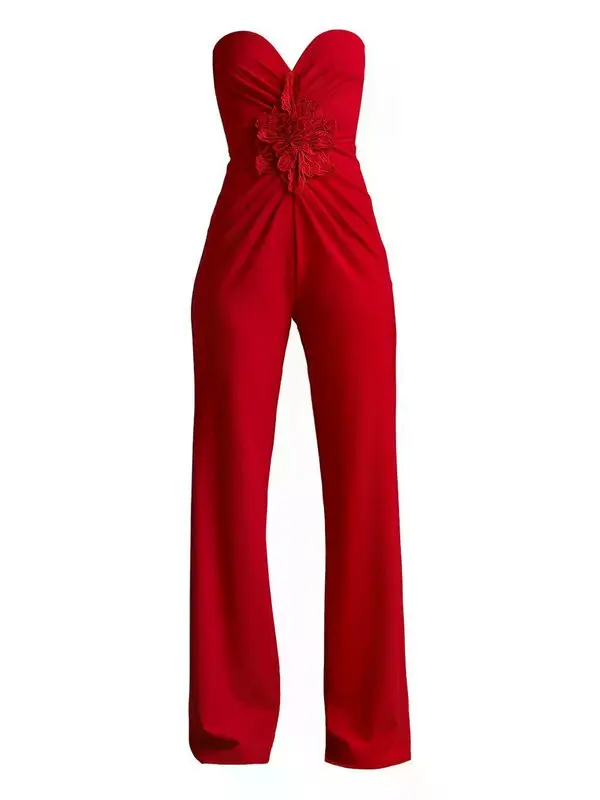 Tadashi Shoji Flower-embellished Strapless Jumpsuit - Red
