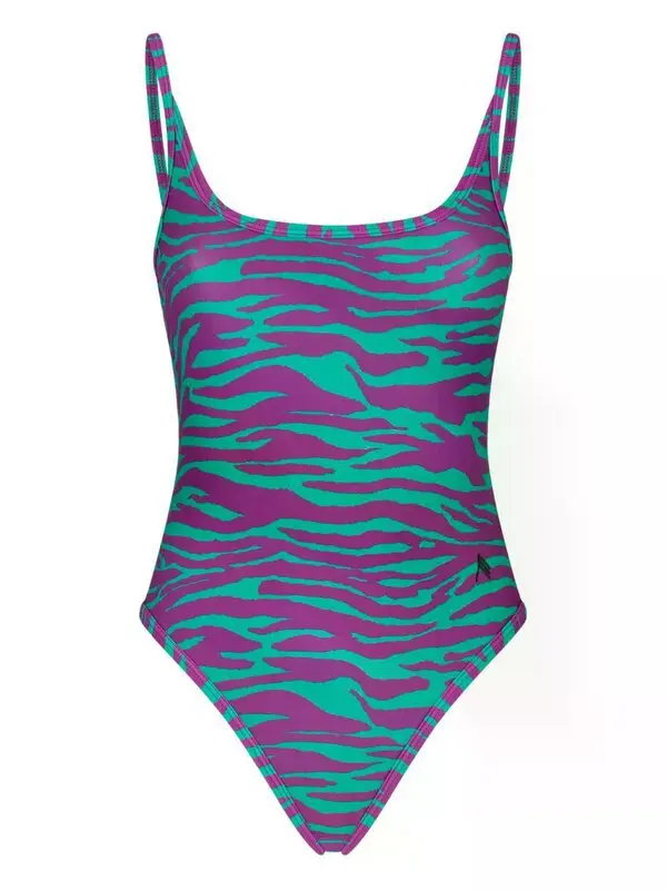 Attico Zebra-print Swimsuit - Purple