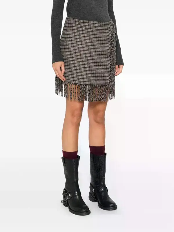 P.a.r.o.s.h Checked Fringe Skirt