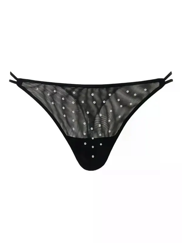 TWINSET Pearl-embellished Tulle Thong - Black