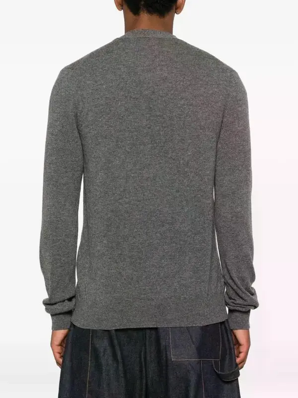 Play Comme Des Garcon Logo Heart-emblem V-neck Cardigan - Grey