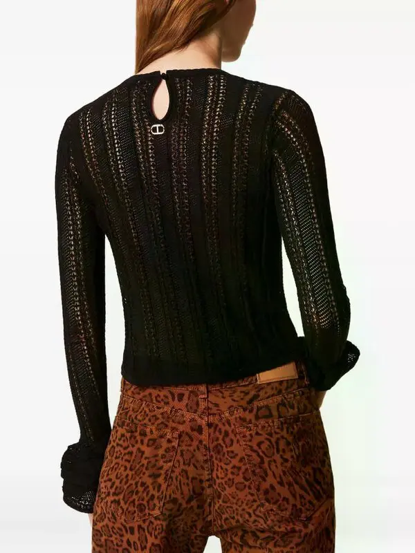 TWINSET Open-knit Flounce-sleeve Sweater