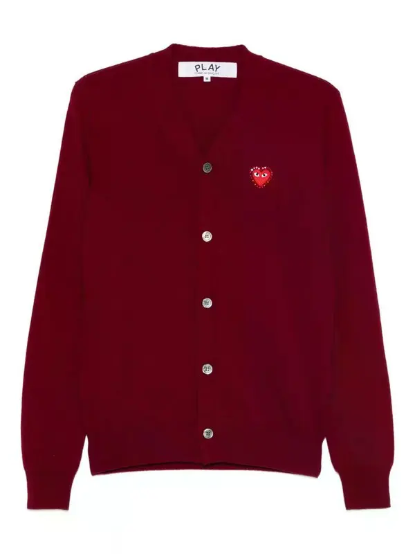 Play Comme Des Garcon Logo-patch Cardigan - Red