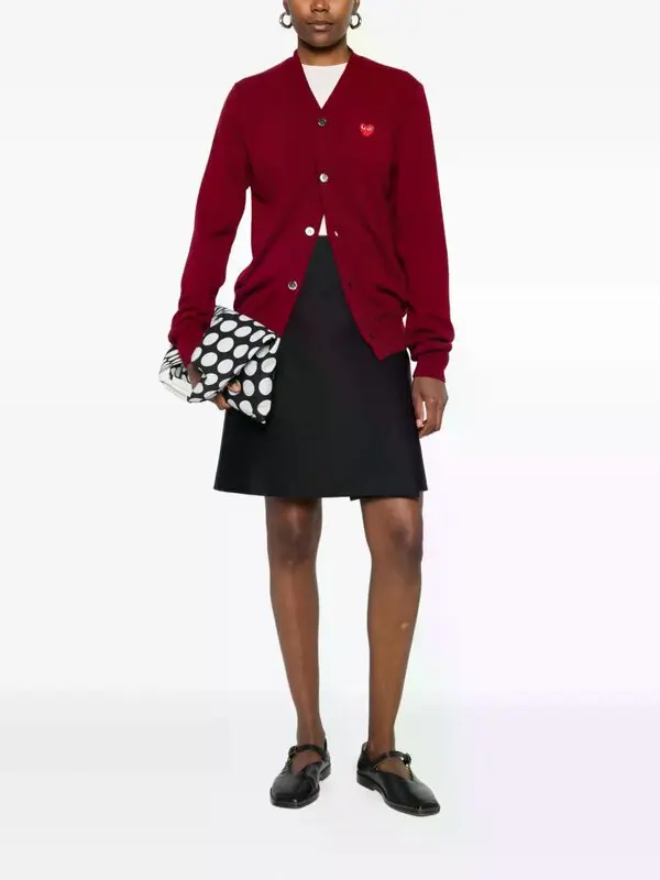 Play Comme Des Garcon Logo-patch Cardigan - Red