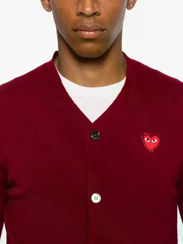 Play Comme Des Garcon Logo-patch Cardigan - Red