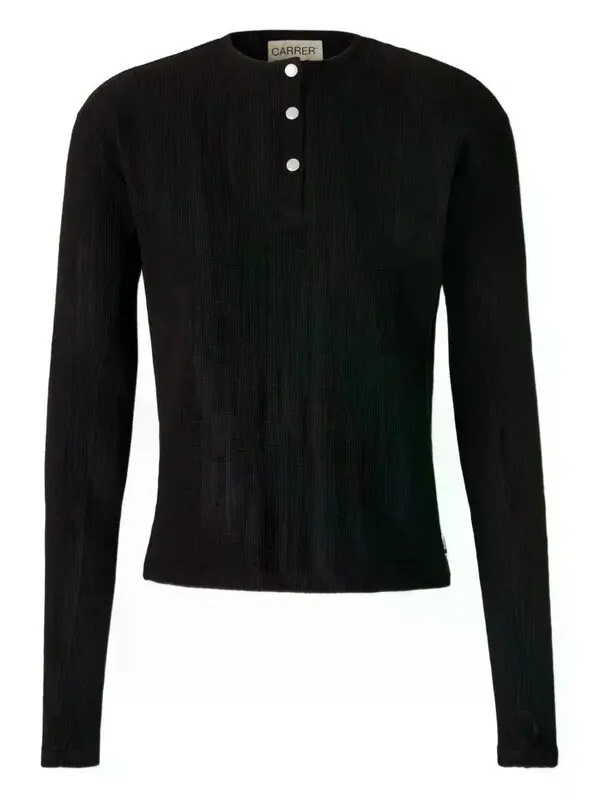 CARRER Lis Henley-neck Piqué T-shirt - Black
