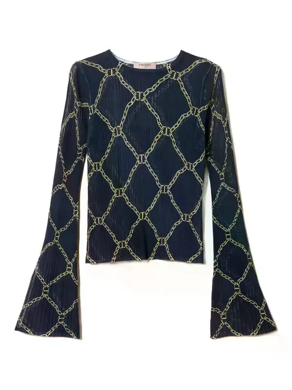 TWINSET Chain-print Flared-sleeve Sweater