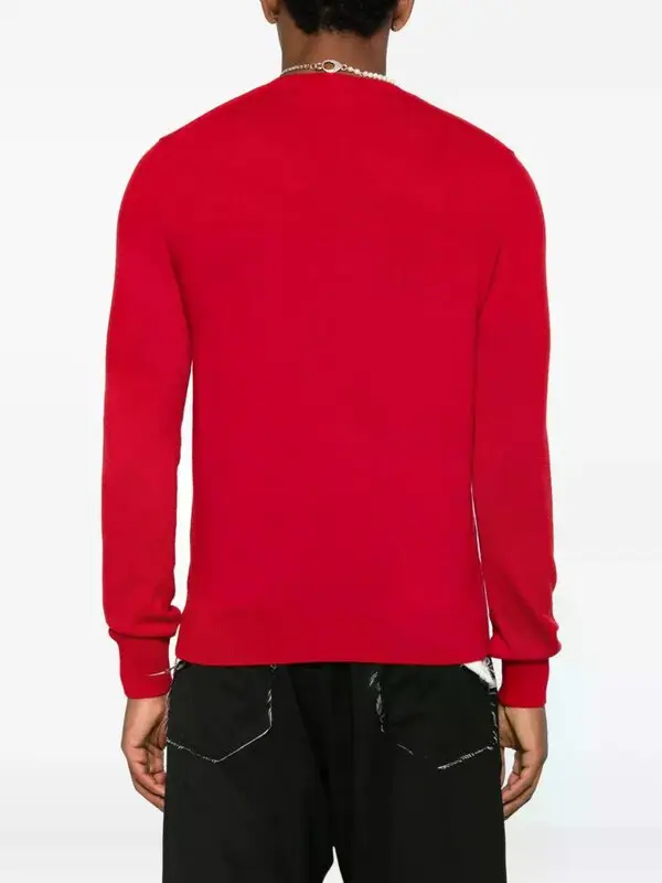 Play Comme Des Garcon Heart-emblem V-neck Sweater - Red