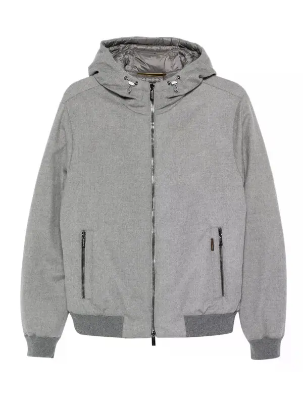 MOORER Hooded Zip-front Jacket - Grey