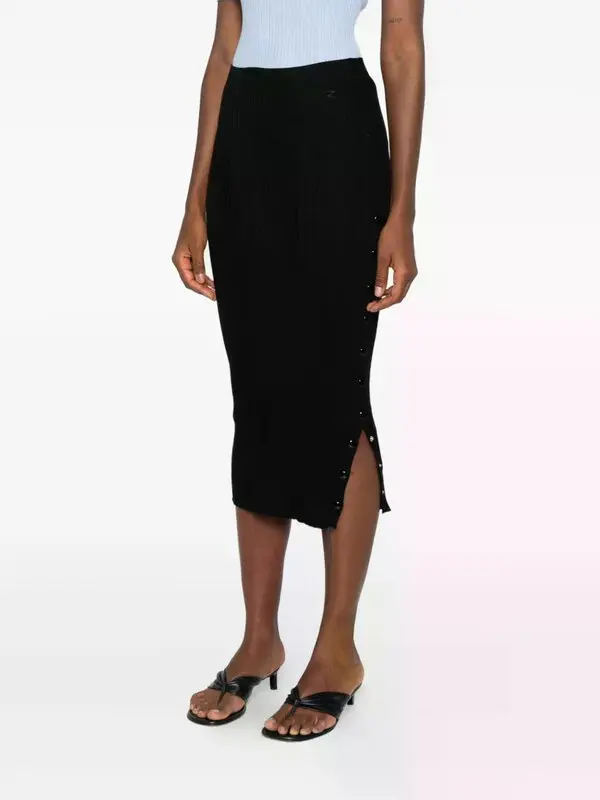 COURREGES Ribbed Knit Midi Skirt - Black