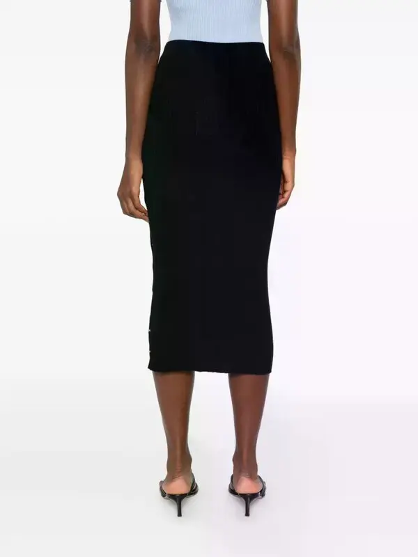 COURREGES Ribbed Knit Midi Skirt - Black