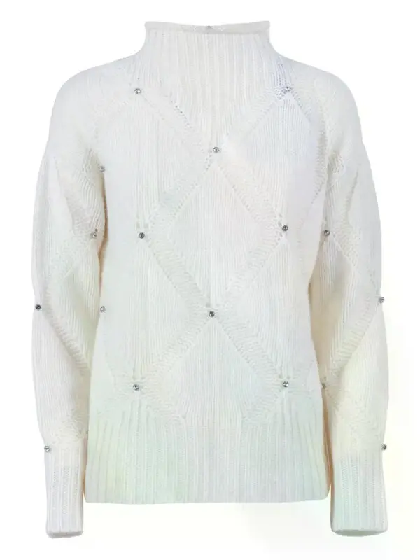 KANGRA Diamond-pattern Embellished Wool Sweater
