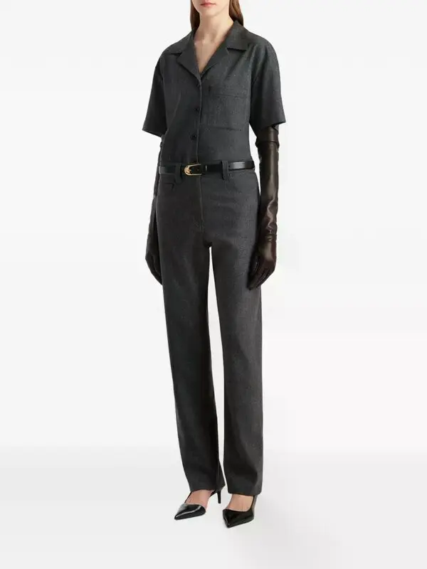 Khaite Riordan Buttoned Short-sleeve Shirt - Grey
