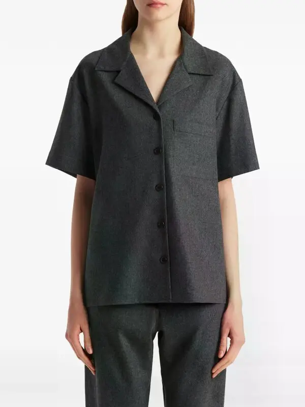 Khaite Riordan Buttoned Short-sleeve Shirt - Grey