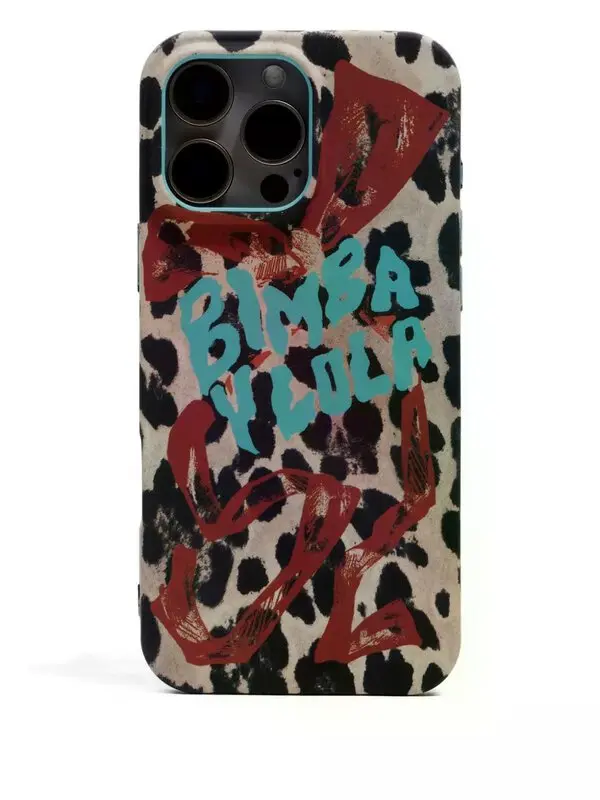 Bimba Y Lola Leopard-print Logo Iphone 14 Pro Max Rigid Case - Neutrals