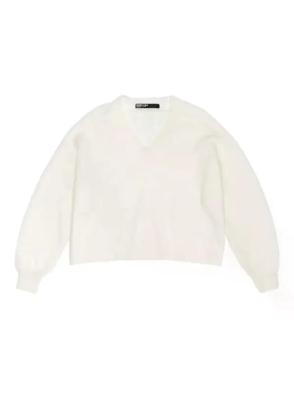 Bimba Y Lola V-neck Balloon Sleeve Sweater - White