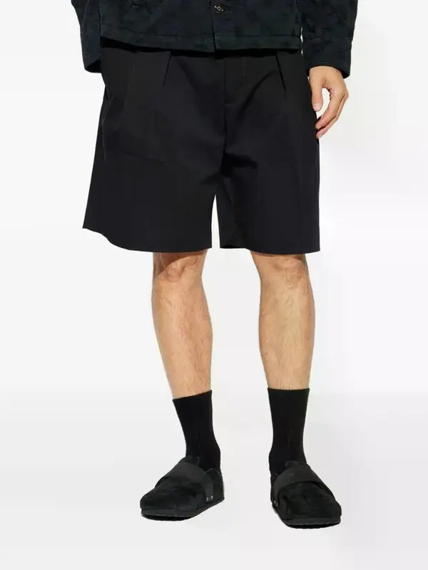 Casablanca Pleated Cotton Shorts - Black