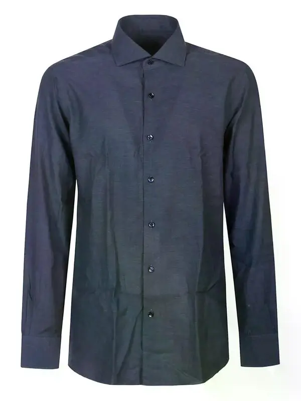 BARBA NAPOLI Long-sleeve Cotton Shirt - Blue