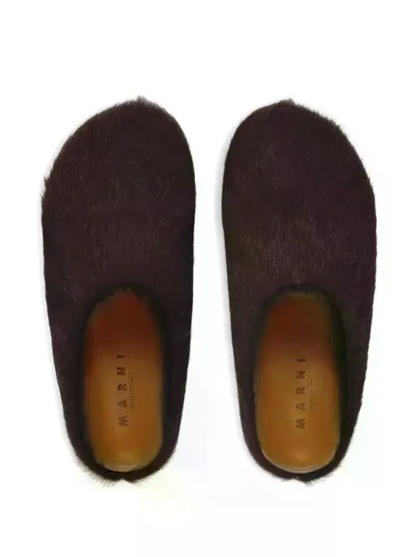Marni Fussbet Calf-Hair Slippers - Brown | Editorialist