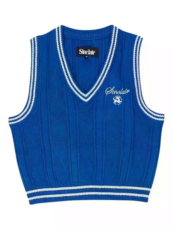 SINCLAIR Cable-knit V-neck Vest - Blue