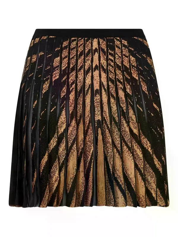 Roberto Cavalli Pleated Abstract-pattern Mini Skirt - Gold