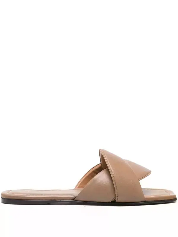 ATP ATELIER Crossover-strap Leather Sandals - Brown