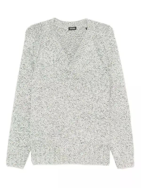 Zegna Speckled V-neck Sweater - Grey
