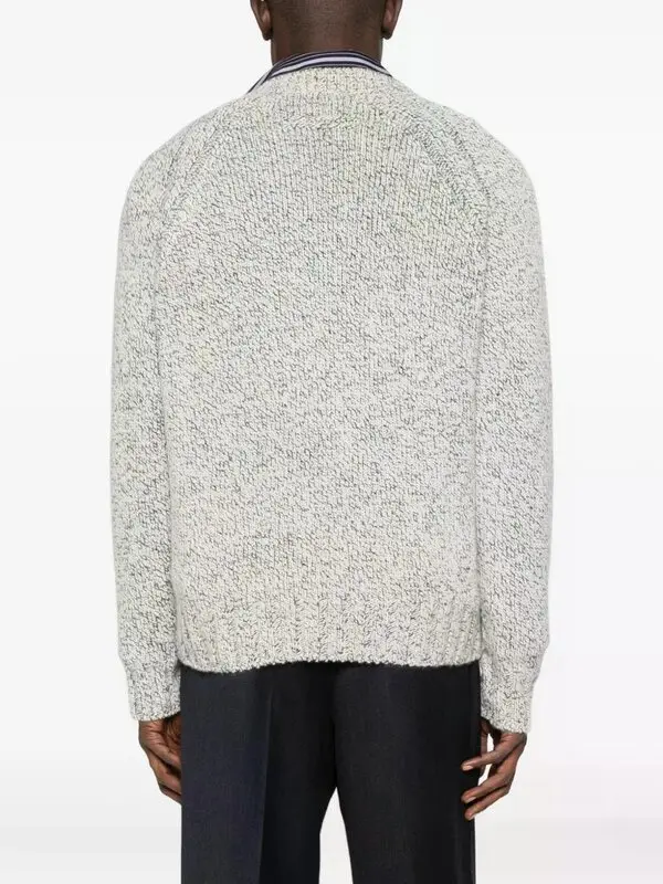Zegna Speckled V-neck Sweater - Grey