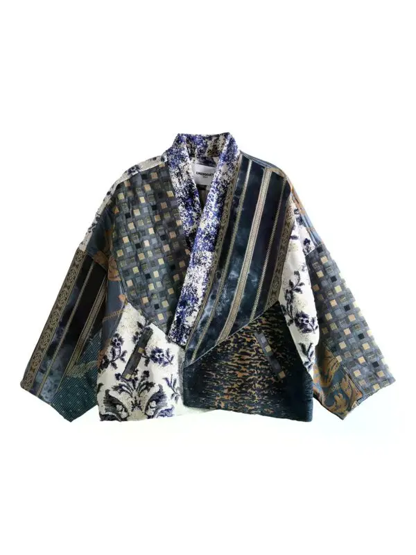 EMERGENCY ROOM Patchwork Velvet Jacket - Blue